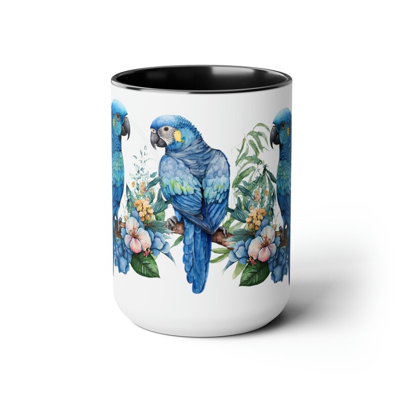 Blue Parrot Mug, Parrot Bird Dinnerware for Tropical Bird Mom ...