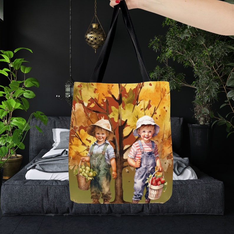 Country Core Farm Boy Tote Bag, Yellow Maple Tree Fall Foliage Apple ...