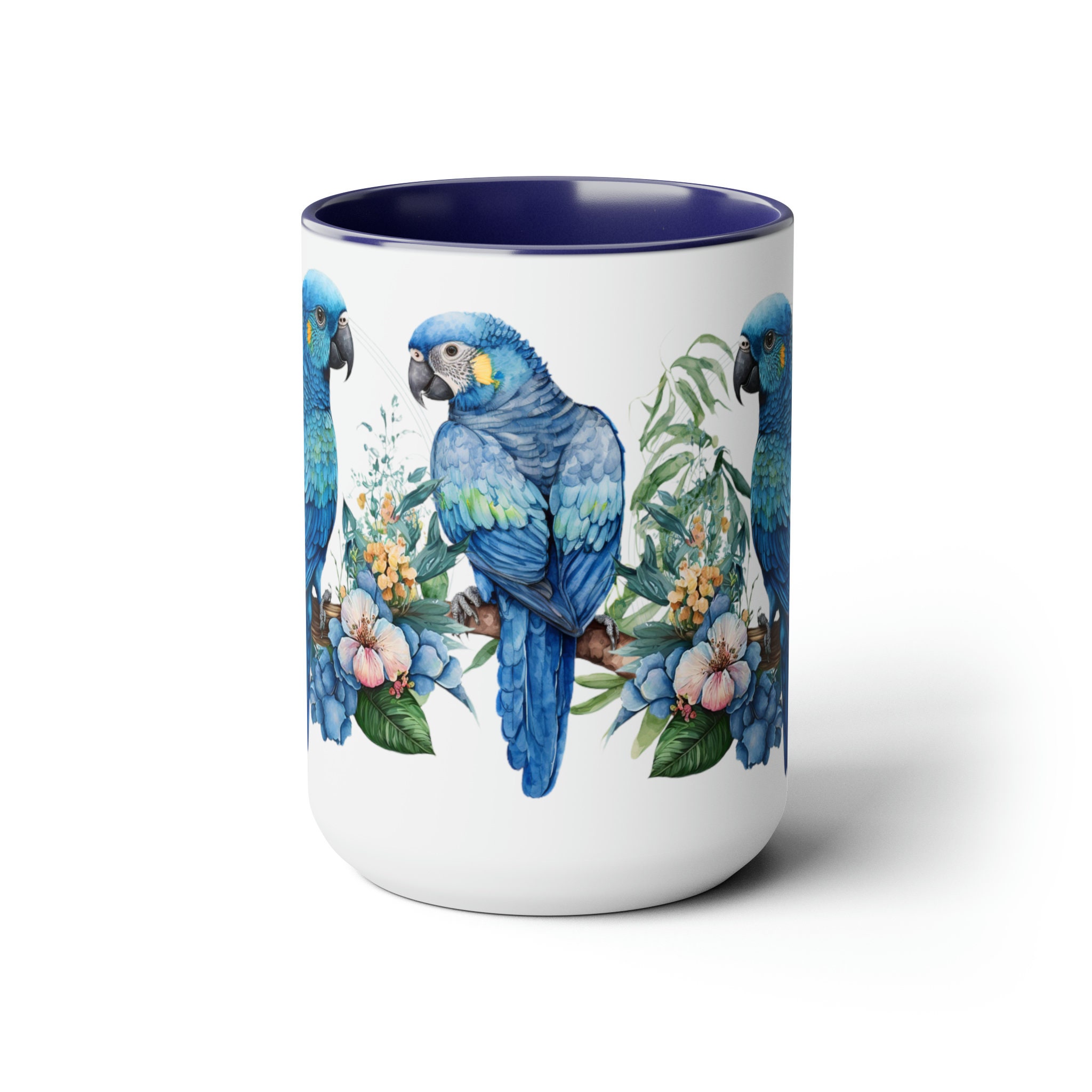 Blue Parrot Mug, Parrot Bird Dinnerware for Tropical Bird Mom ...
