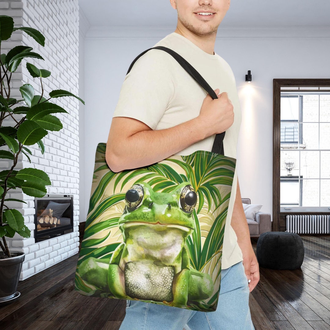 Frog Tote Bag, Toad Amphibian Travel Carryall Sack, Croaker Party Favor ...