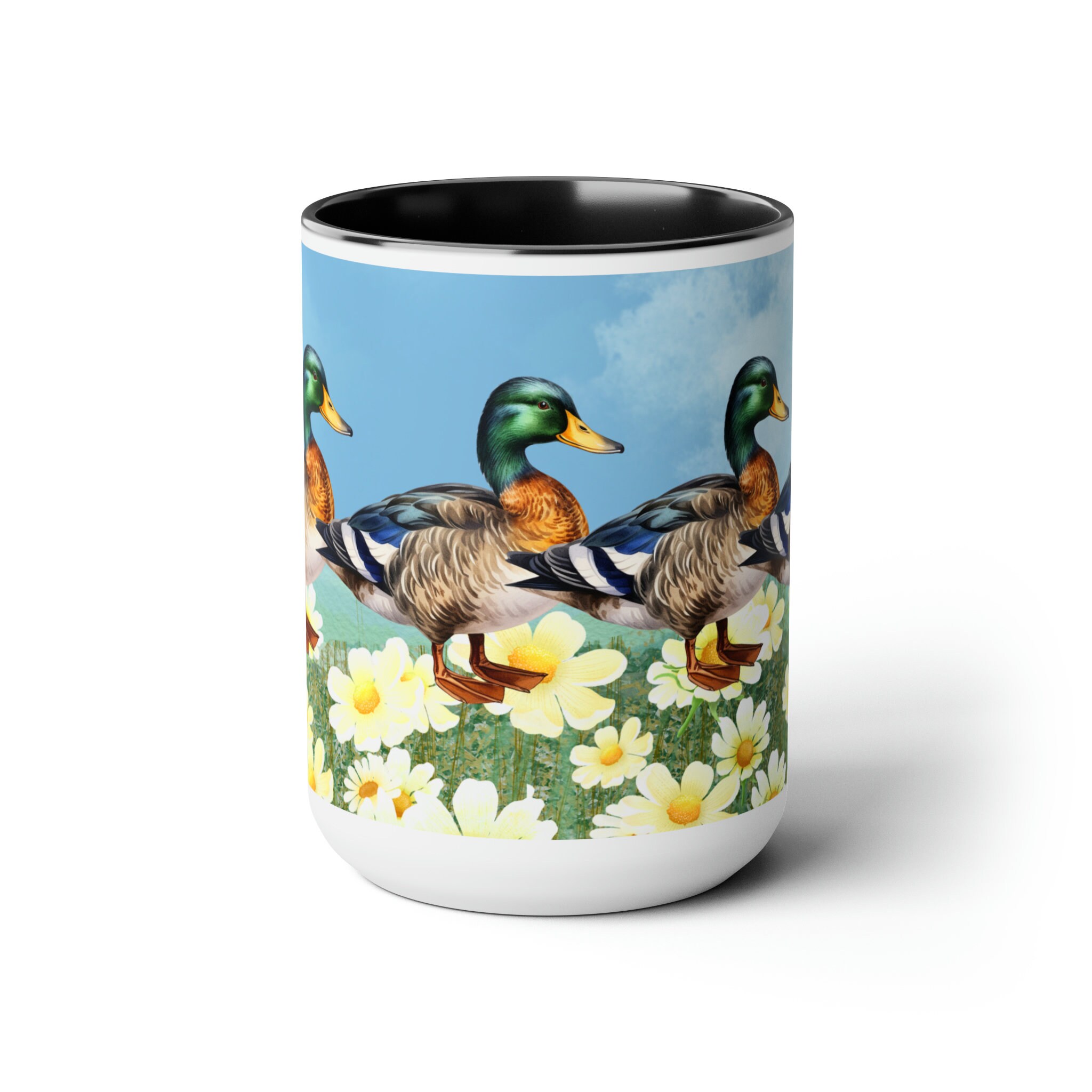 Duck Daisy Flower Mug, Mallard Bird Wildlife Dinnerware Home Decor ...