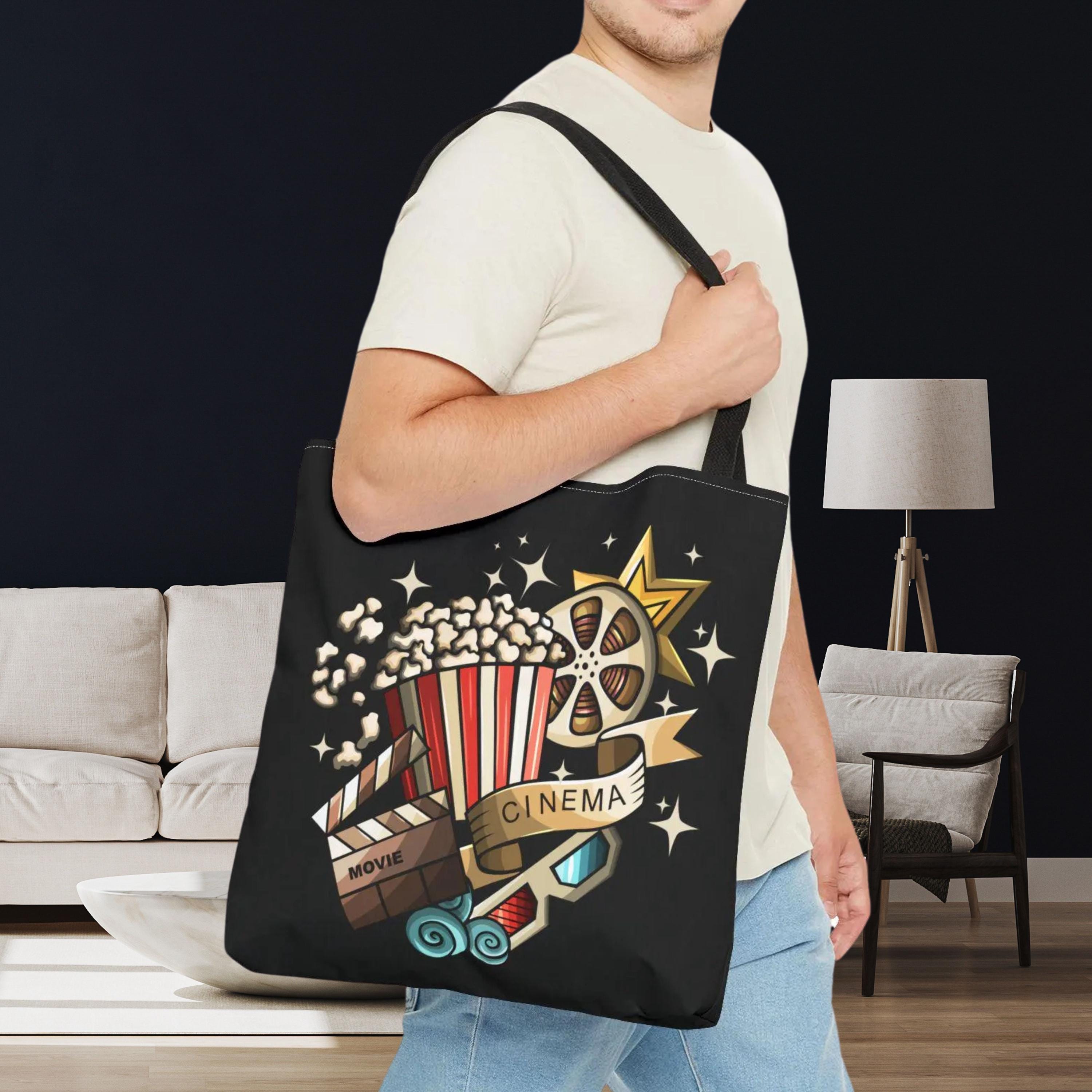 Movie Theme Tote Bag, Vintage Retro Nostalgia Old Fashioned Cinema ...