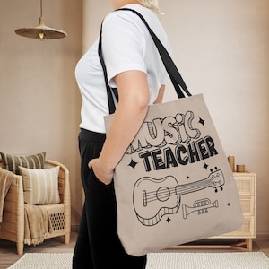 Retro Music Teacher Tote Bag, Schoolteacher Travel Accessories, Unisex ...