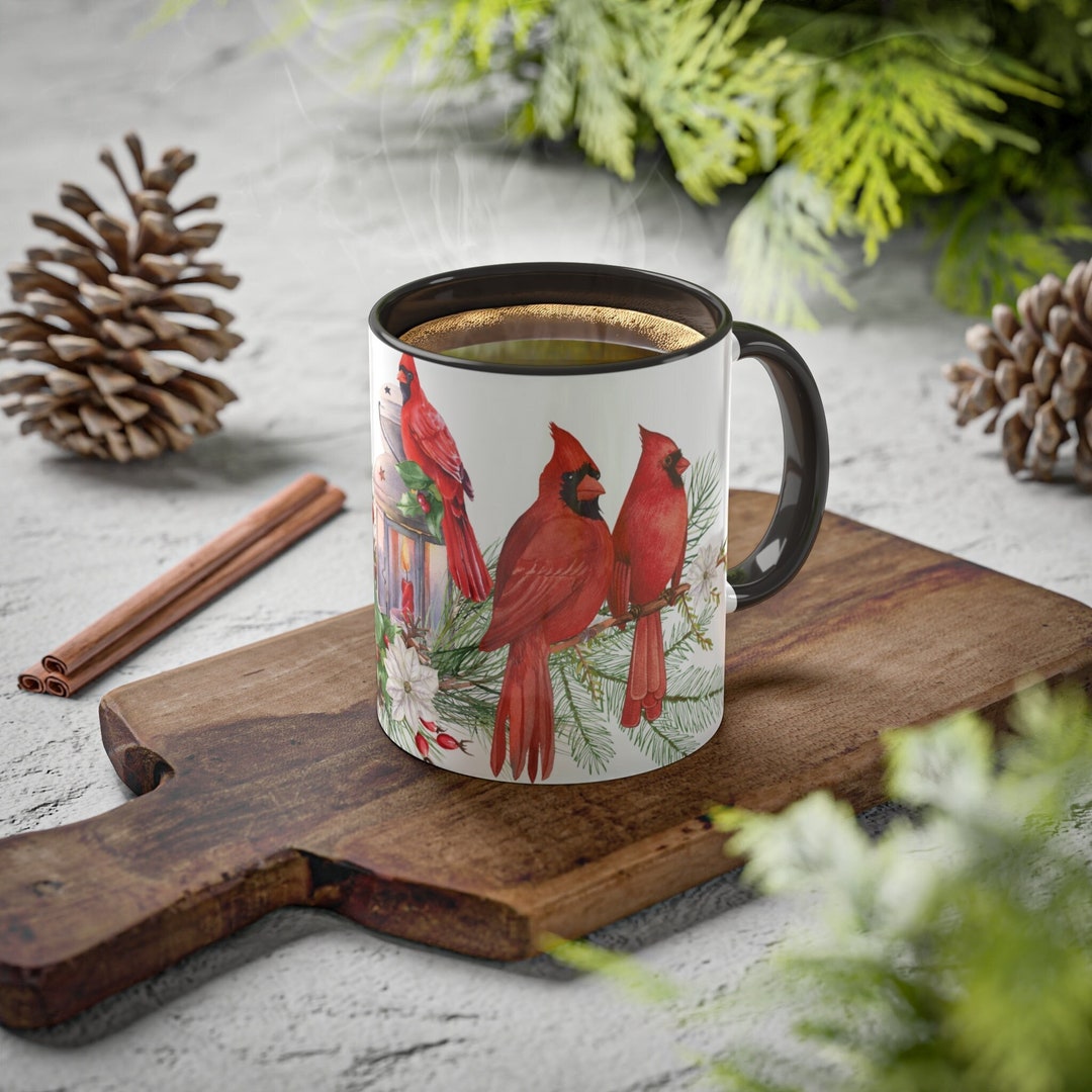 Red Cardinal Birds, Christmas Bird Coffee Mug, Christmas Decor, Holiday ...