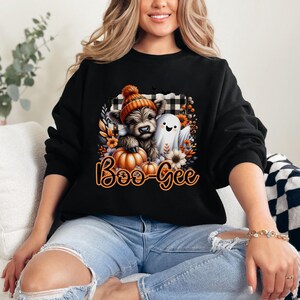 Boo-gee Highland Cow Ghost Halloween Sweatshirt, Teen Farmgirl Holiday ...