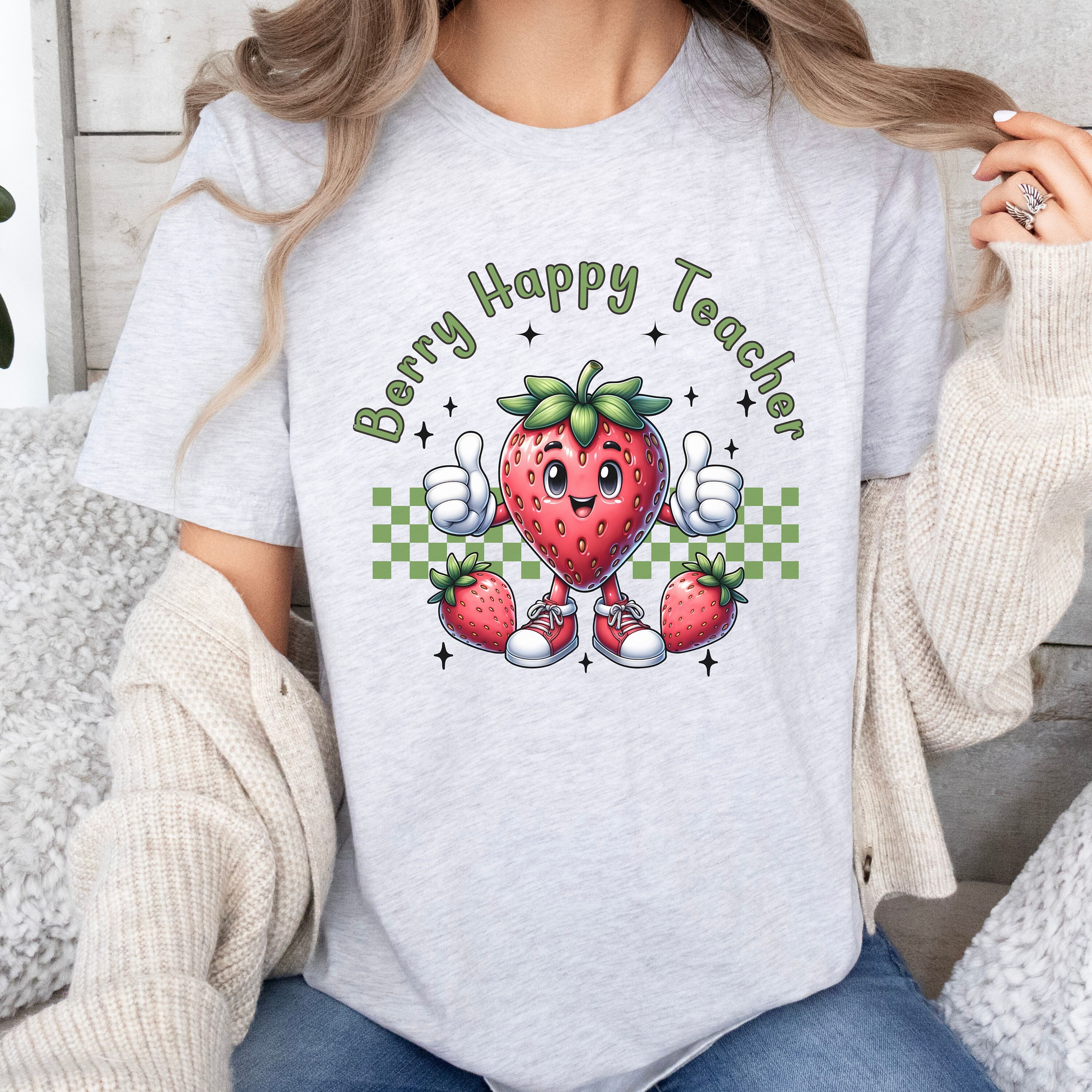Retro Strawberry Teacher T-shirt, Cute Funny Schoolteacher Saying Pun ...