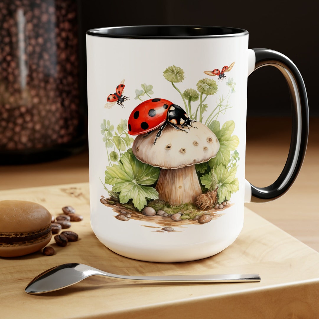 Ladybug Mushroom Mug, Cottage Core Garden Bug Dinnerware, Ladybug Gift ...