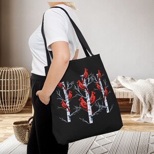 Cardinal Bird Tote Bag, Unisex Birdwatcher Gift Idea, Red Cardinal Bird ...