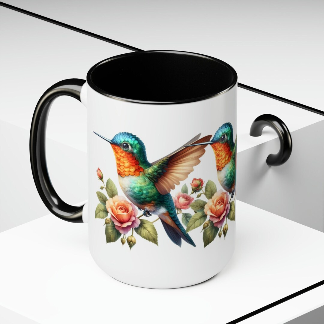 Hummingbird Flower Mug, Floral Bird Dinnerware Home Decor Gift for Her ...