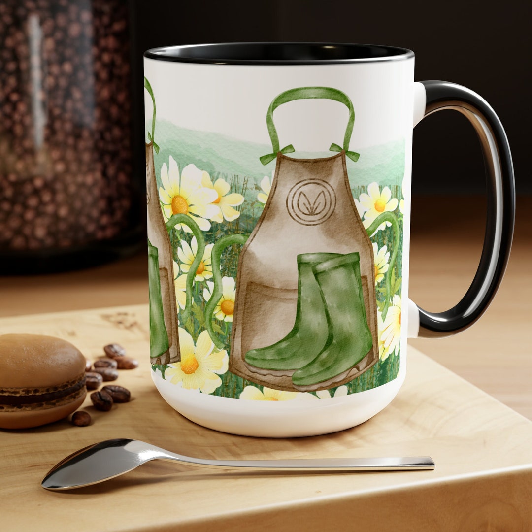 Spring Daisy Garden Mug, Large Coffee Cup, Summer Flower Botanical ...