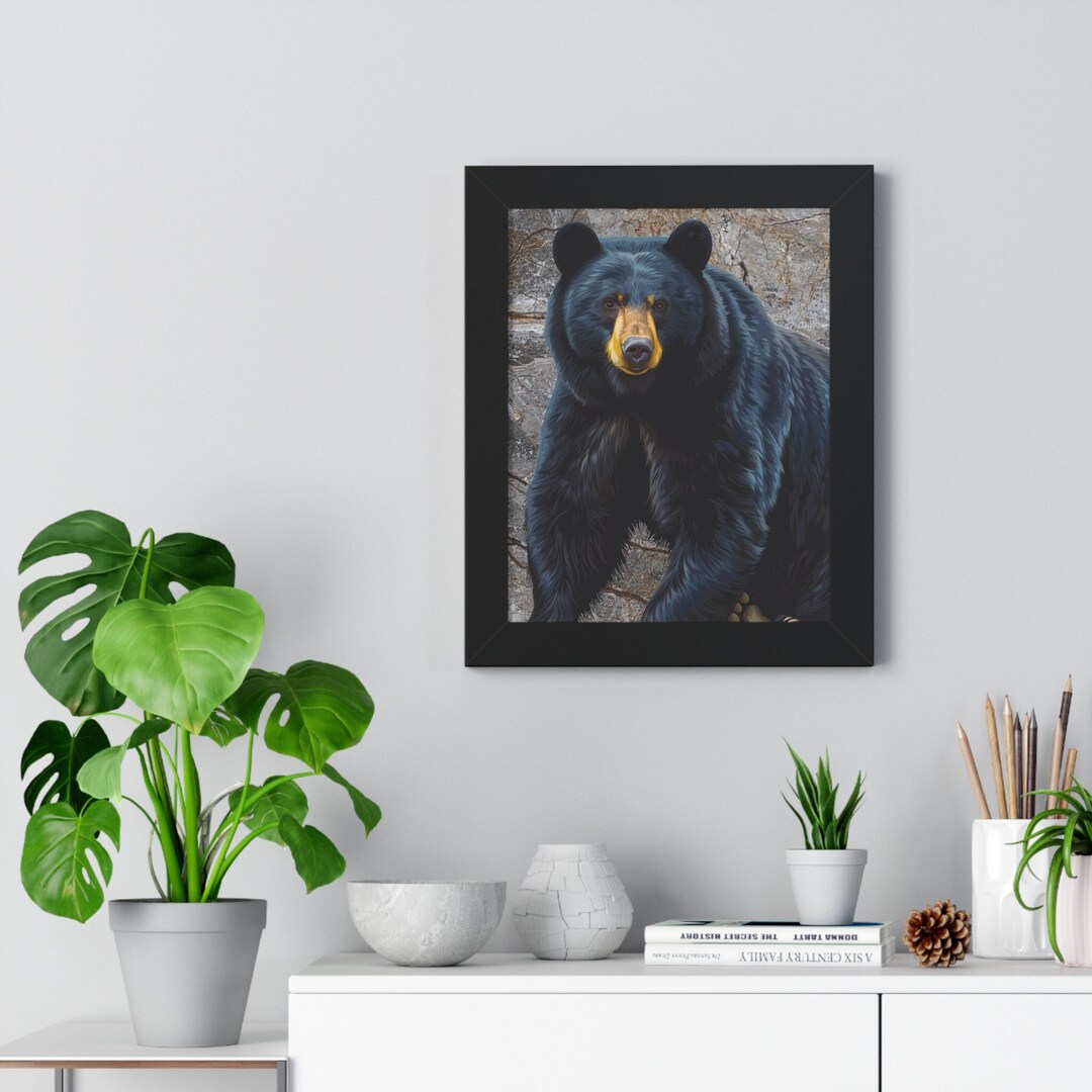 Black Bear Framed Wall Art, Nature Lover Wildlife Home Decor Gift ...