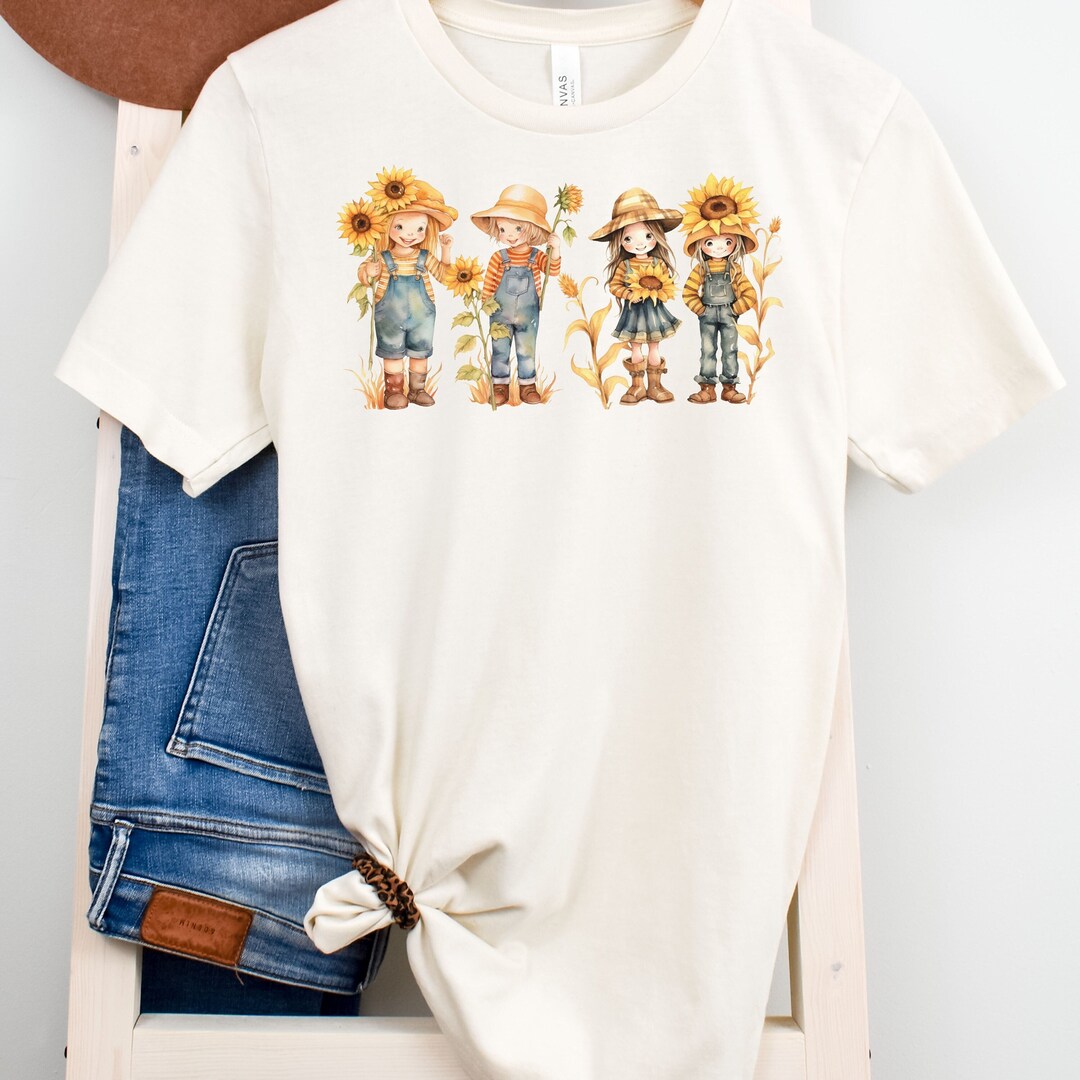 Sunflower Farm Girl Shirt, Cute Girl Fall Tshirt, Fall Shirt for Women ...