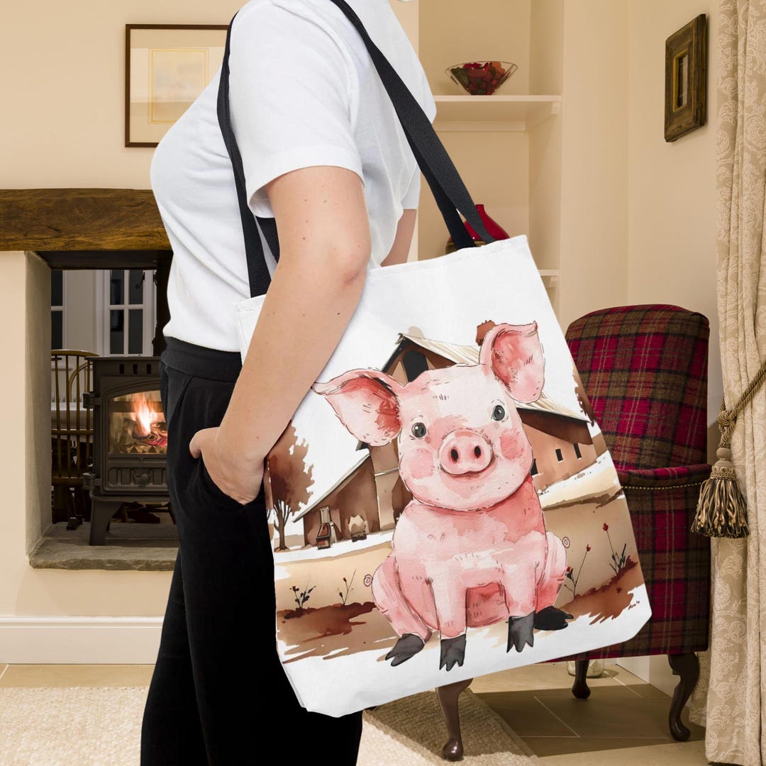 Pig Farm Tote Bag, Rustic Ranch Farm Bookbag, Barn Animal Travel ...