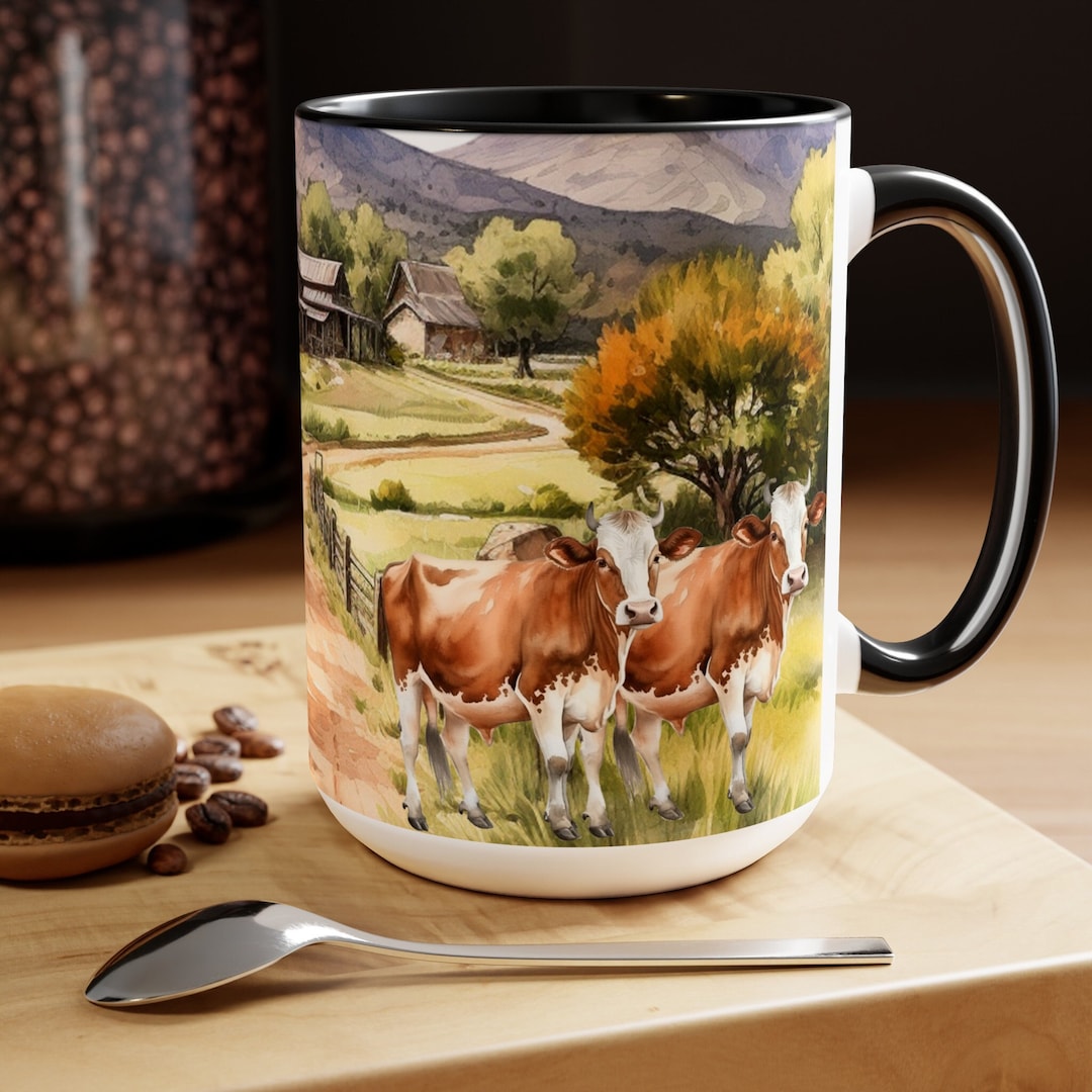 Barnyard Farm Animal Large 15oz Coffee Mug, Cow Dinnerware Home Decor ...
