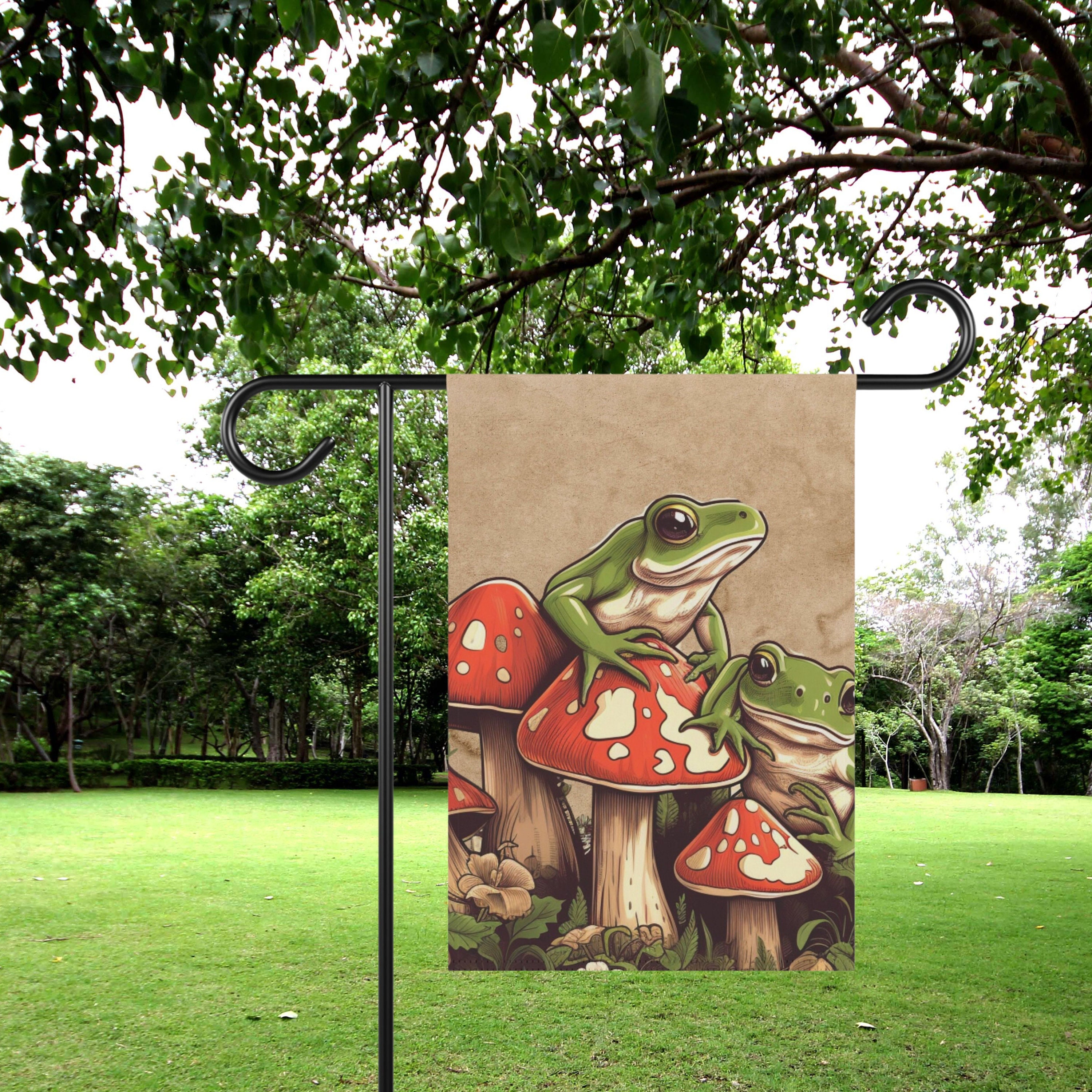 Cottagecore Frog Mushroom Garden Flag, Cottage Core Lawn Banner Outdoor ...