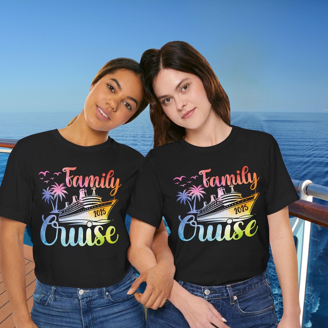2025 Family Cruise T-shirt, Neon Tropical Cruise Vacation Matching ...