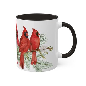 Red Cardinal Birds, Christmas Bird Coffee Mug, Christmas Decor, Holiday ...