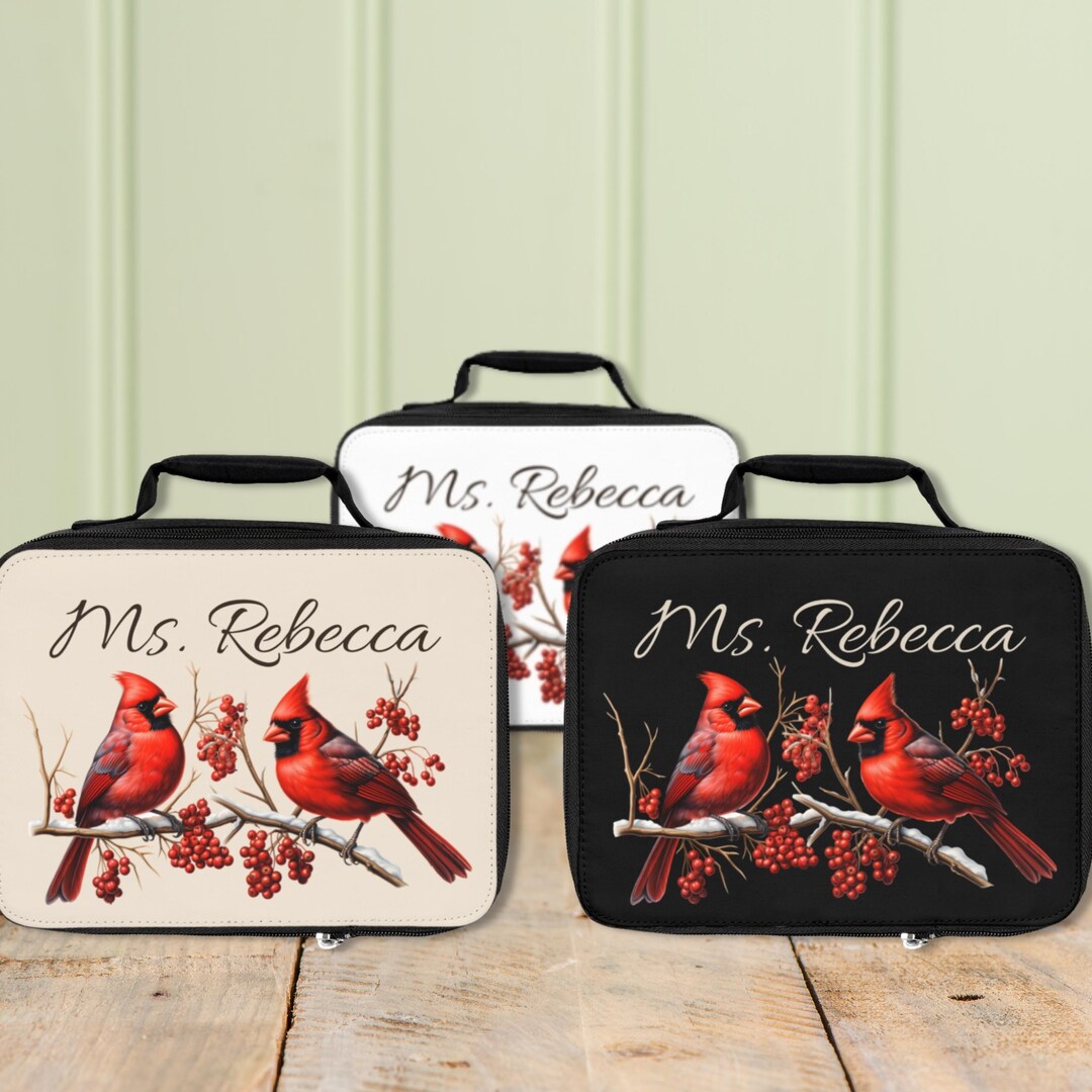 Personalized Cardinal Lunch Bag, Custom Name Insulated Tote, Teacher ...