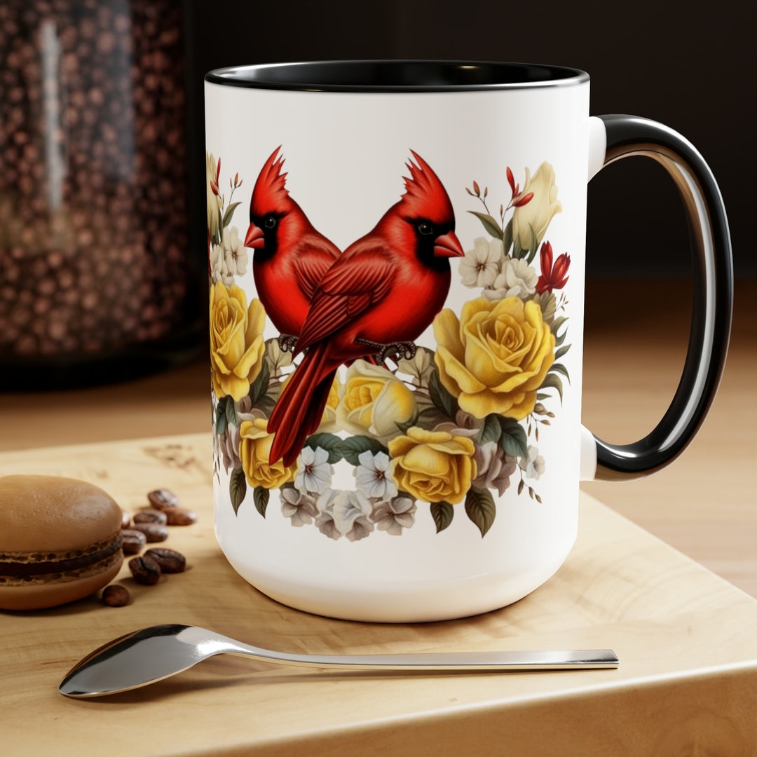 Cardinal Birds Mug, Red Bird Wildlife Birdwatcher Coffee Cup, Cardinal ...