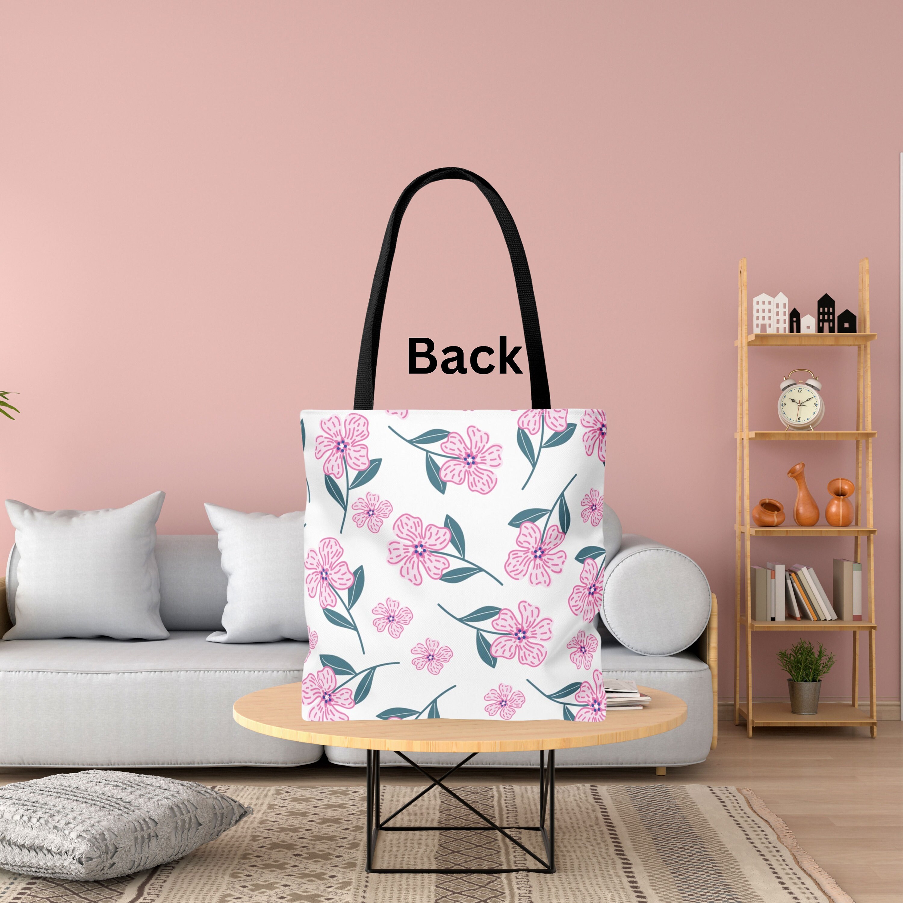 Panda Bear Reading Book Coquette Tote Bag, Cute Animal Floral Botanical ...
