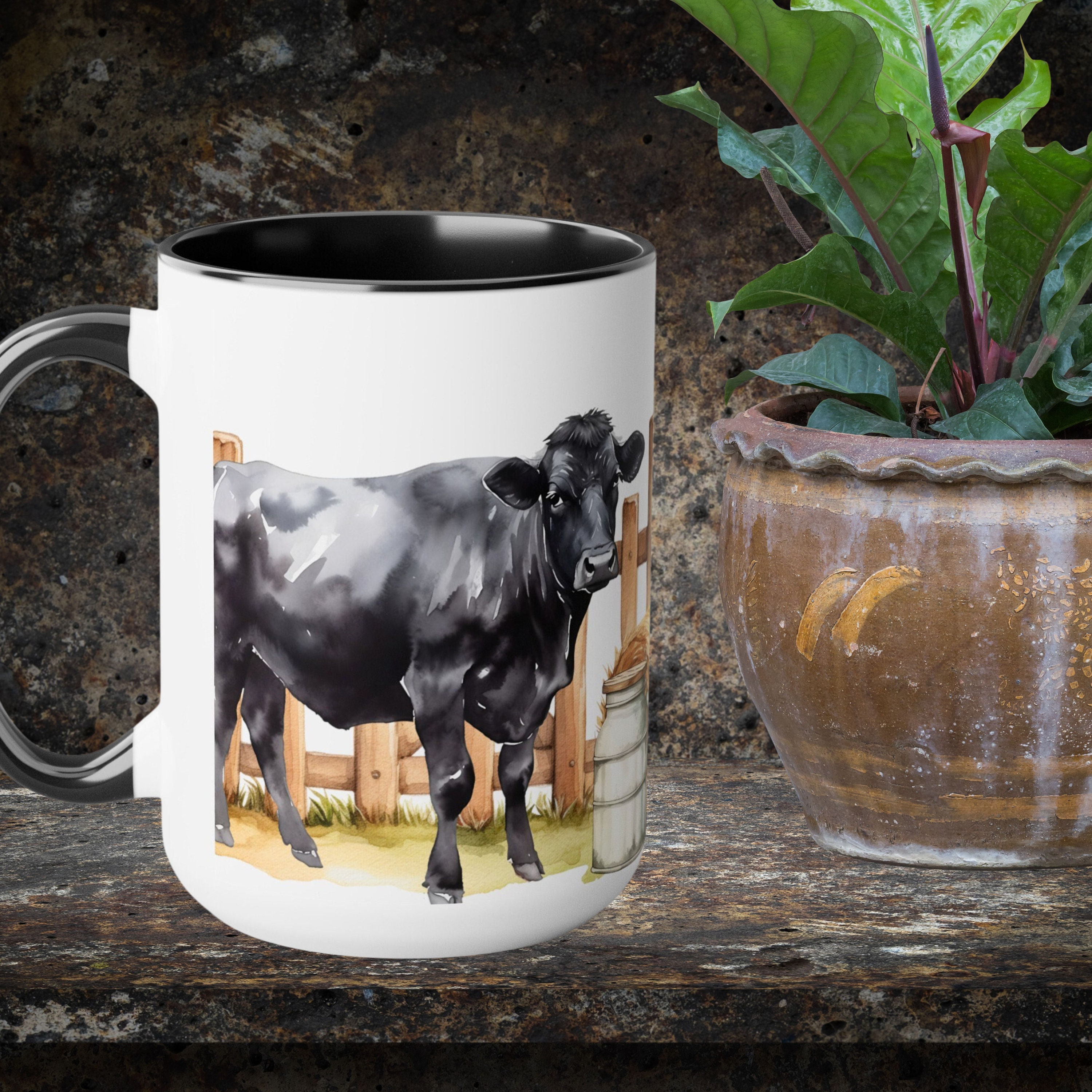 Bull Mug, Large Rustic Countrycore Barn Animal Dinnerware, Farmhouse ...