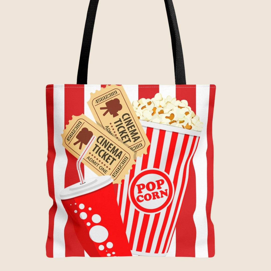 Movie Night Tote Bag, Cute Bookbag for Movie Lovers, Vintage Theme ...