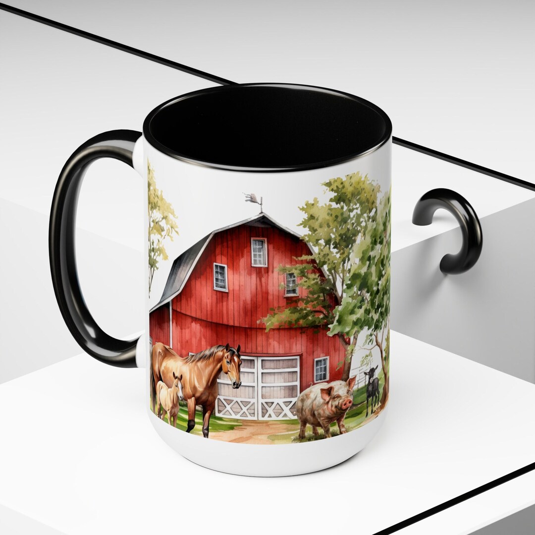 Rustic Farm Mug, Large Red Barn Farm Core Country Core Drinkware ...