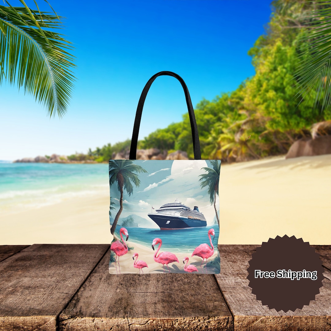 Cruise Ship Tote Bag, Love Cruising World Travel Bookbag, Flamingo Bird ...