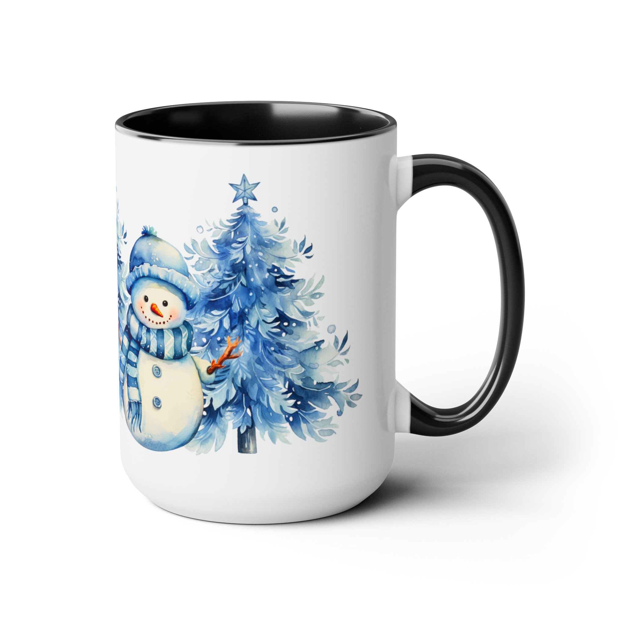 Blue Vintage Snowman Coffee Mug, Large Coffee Mug, Blue Winter Decor ...