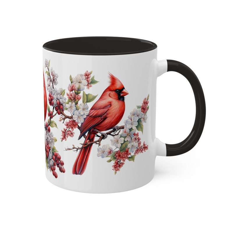 Red Cardinal Bird Mug, Winter Bird and Berries, Love Bird Watching Gift ...