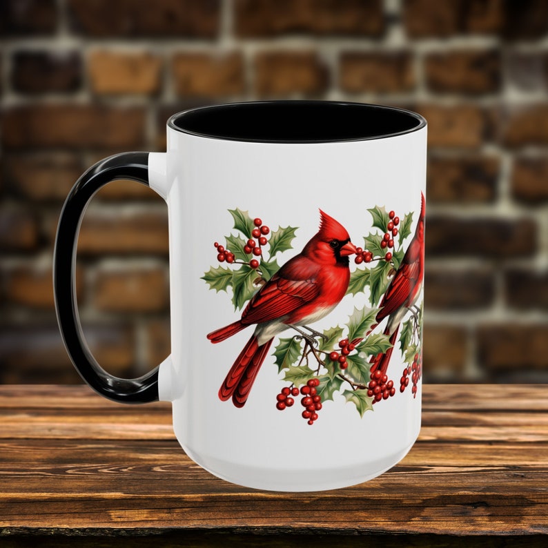 Red Christmas Cardinal Bird Mug, Holiday Party Favor Drinkware ...