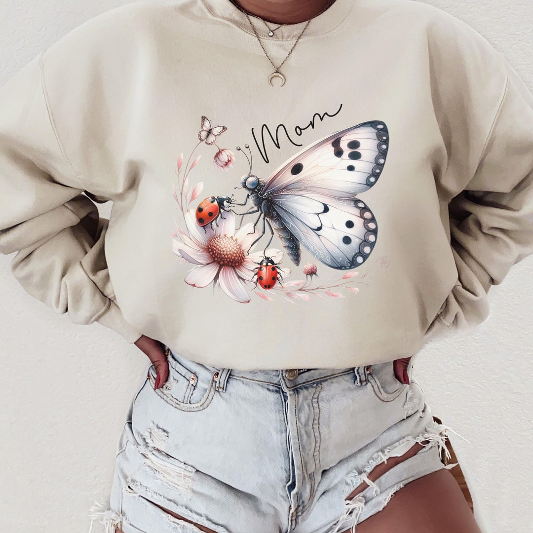 Mom Butterfly Sweatshirt, Ladybug Shirt for Mom, Garden Insect Gift for ...