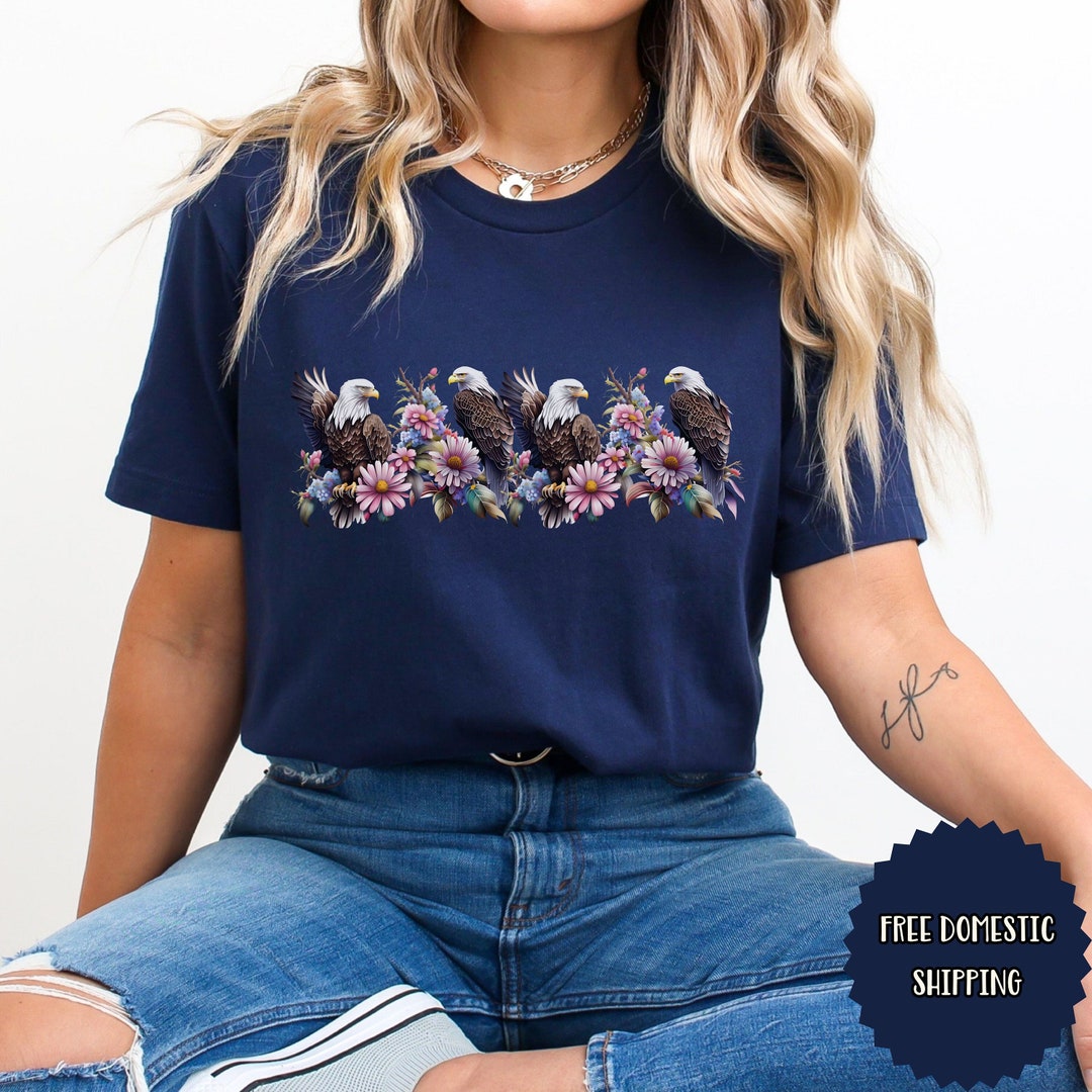 Eagle Bird Shirt Floral Flower Wildflower T-shirt Wildlife Top Women ...