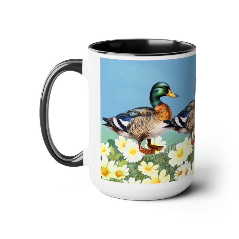 Duck Daisy Flower Mug, Mallard Bird Wildlife Dinnerware Home Decor ...