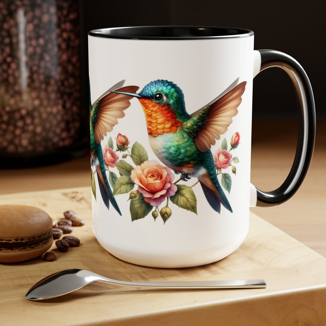 Hummingbird Flower Mug, Floral Bird Dinnerware Home Decor Gift for Her ...