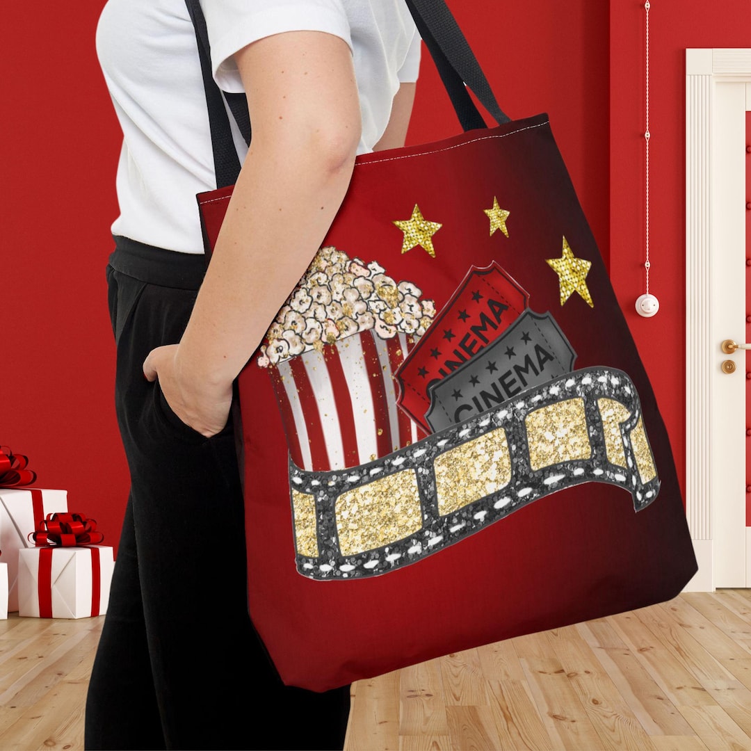 Glam Movie Tote Bag, Cinema Popcorn Date Night Reusable Gift Bag ...