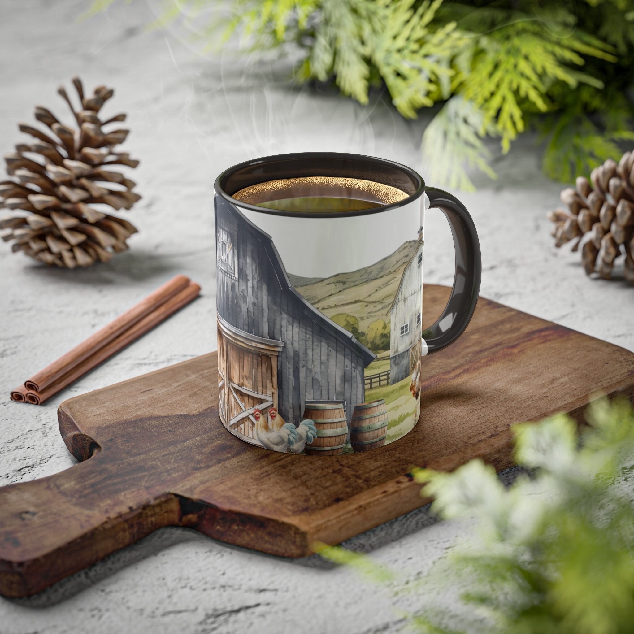 Farm Mug, Barn Animal Coffee Cup, Rustic Vintage Aesthetics, Bison ...