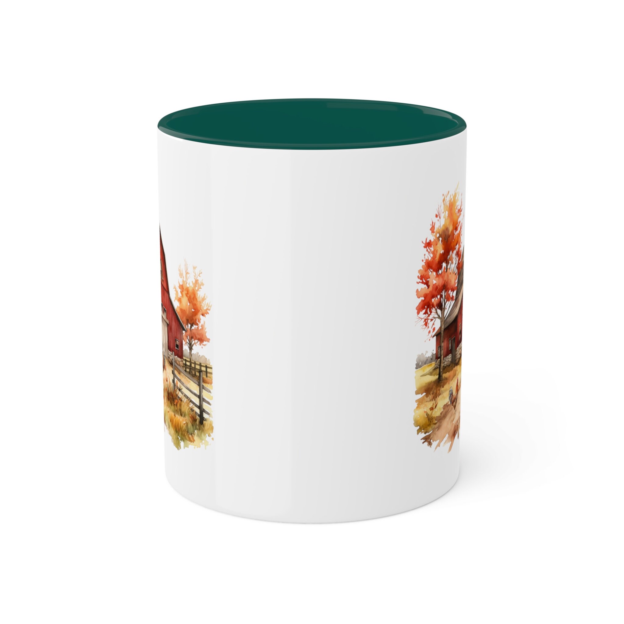 Vintage Fall Barn Coffee Mug, Cup With Old Barn, Rooster Chickens Hot ...