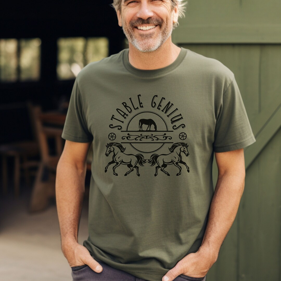 Funny Cowboy Horse Pun T-shirt, Stable Genius Barn Joke Shirt for Men ...