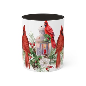 Red Cardinal Birds, Christmas Bird Coffee Mug, Christmas Decor, Holiday ...