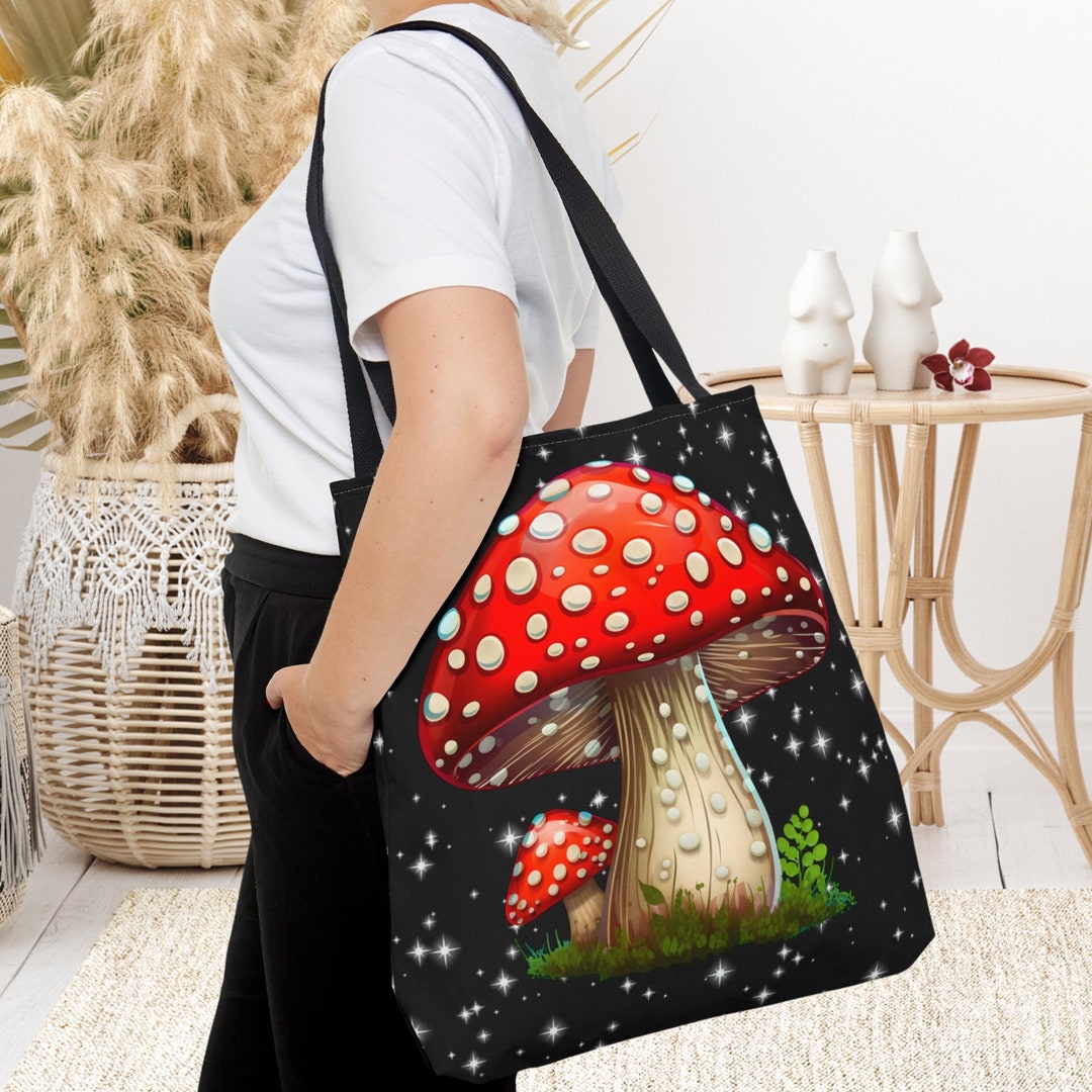 Cottagecore Mushroom Tote Bag, Night Garden Travel Bag, Cottage Core ...