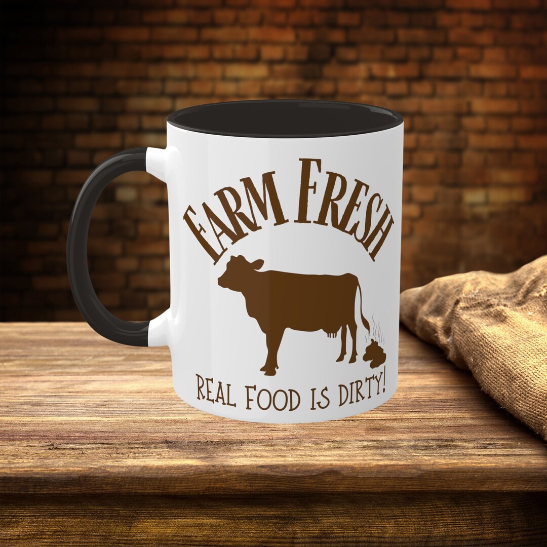 Funny Farm Fresh Humor Mug, Cow Coffee Cup for Dad, Gardener ...