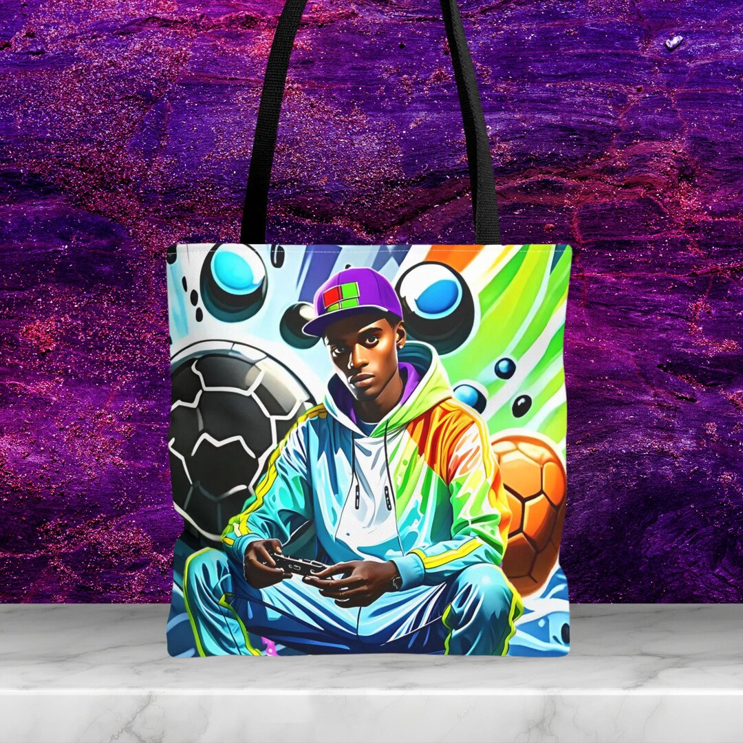 Gaming Tote Bag, Black Man Gamer Gift Idea, Unique Party Favor Door ...
