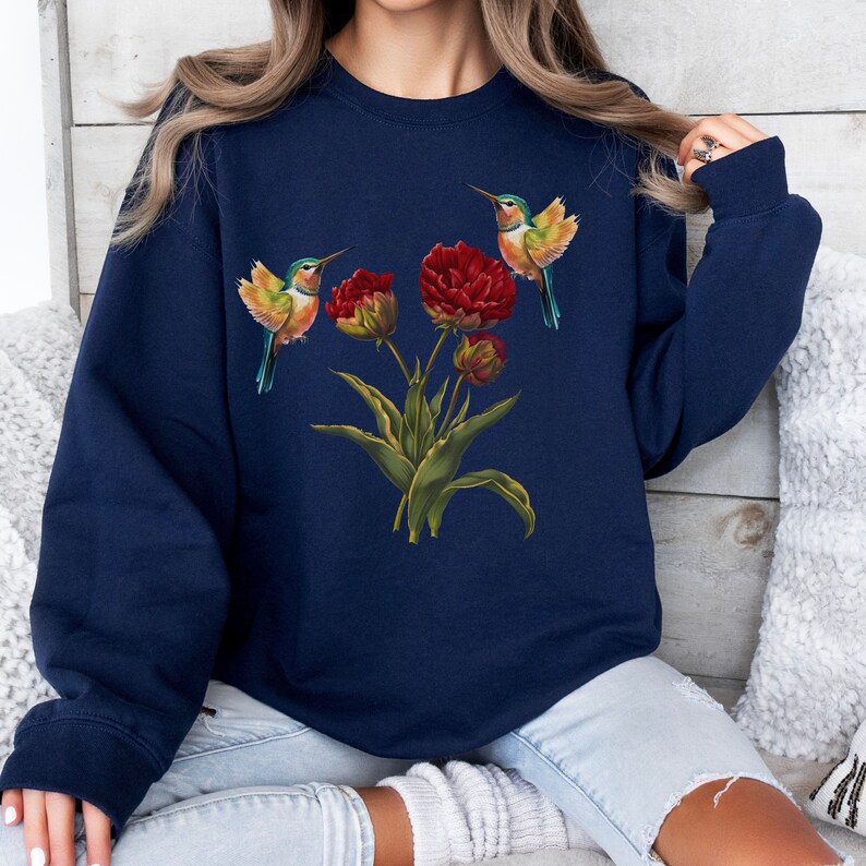 Hummingbird Sweatshirt, Spring Bird Lover Top, Bird Watcher Shirt ...