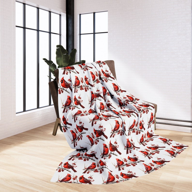 Cardinal Bird Fleece Blanket, Cardinal Bird Home Decor, Bird Watcher ...