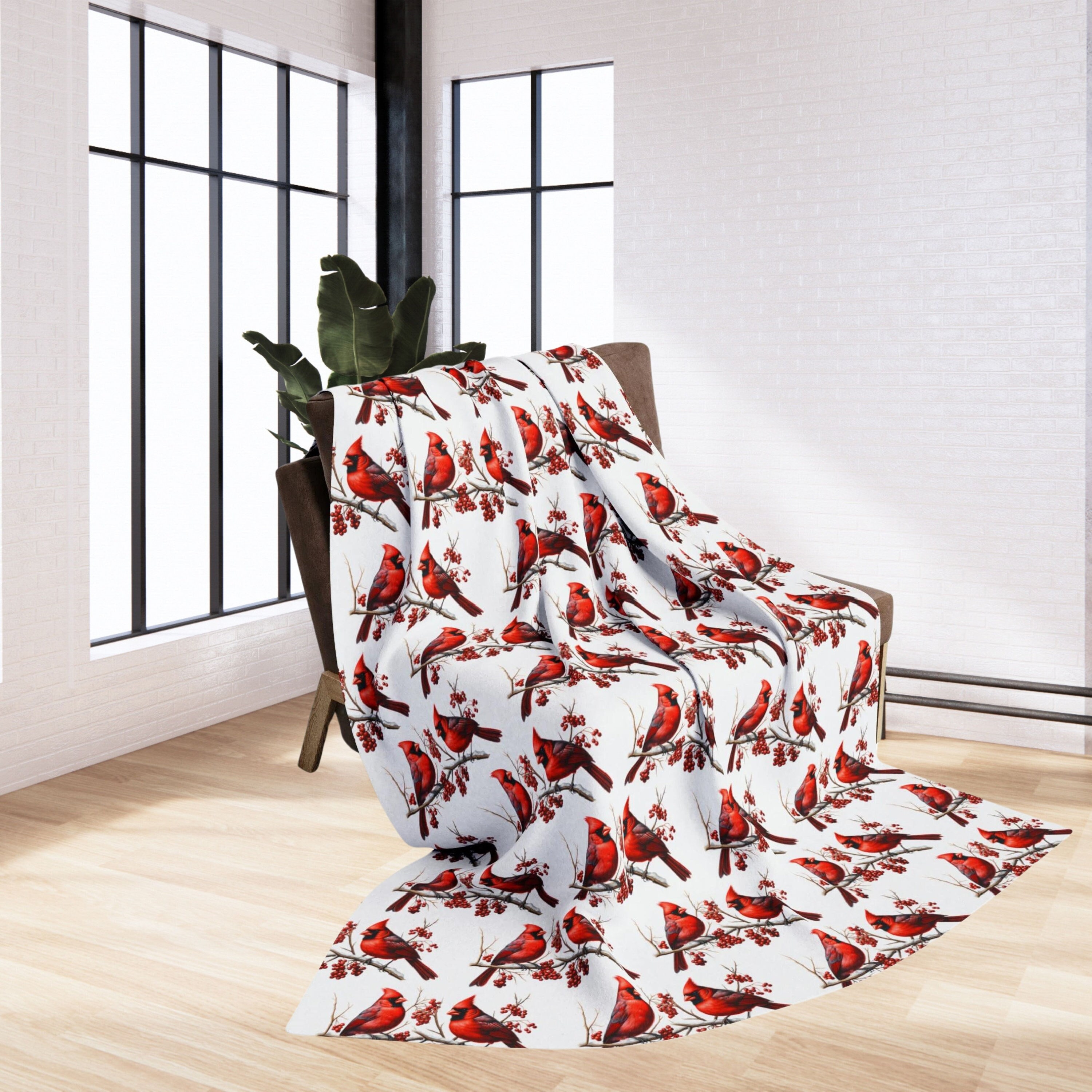 Cardinal Bird Fleece Blanket, Cardinal Bird Home Decor, Bird Watcher ...
