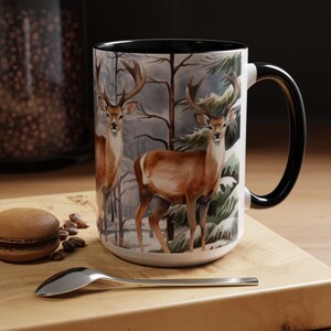 Buck Deer Mug, Hunter Winter Snow Wildlife Gift, Forest Animal Mountain ...