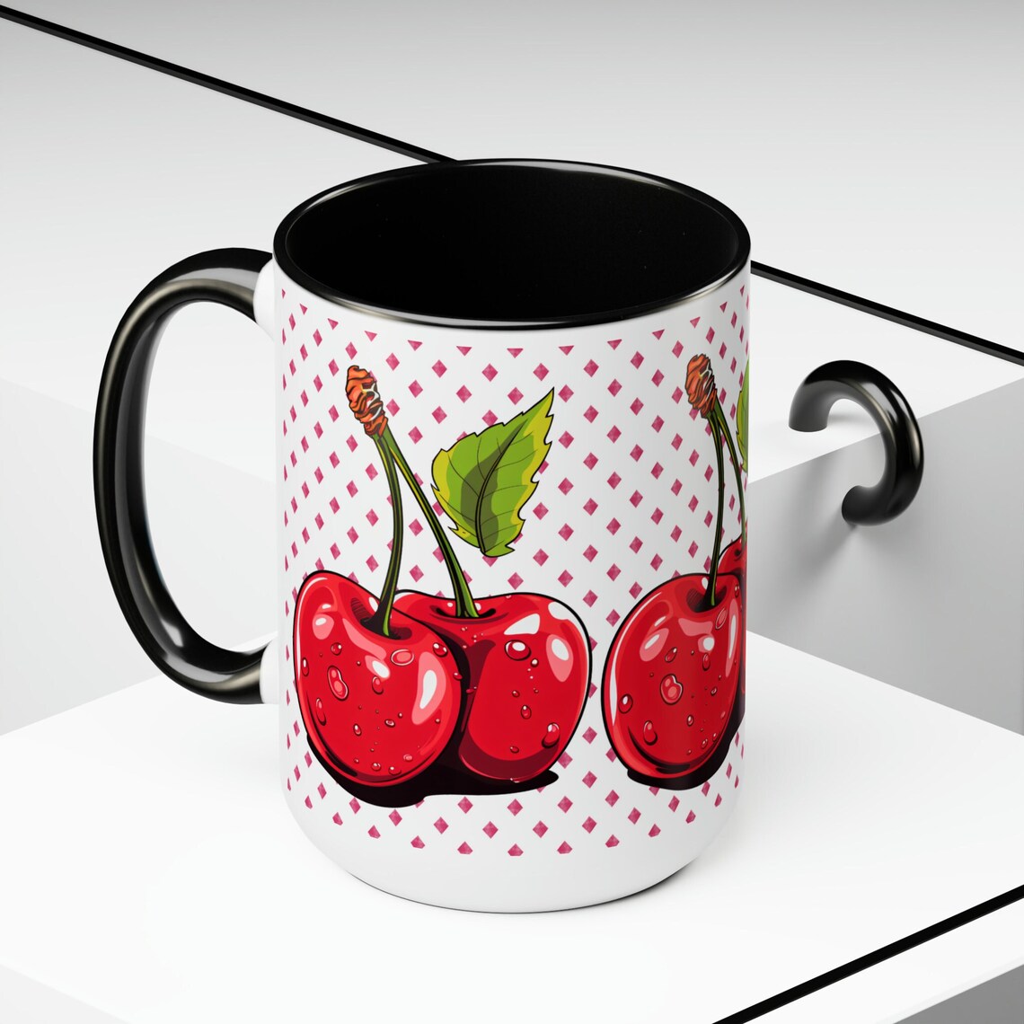 Retro Cherry Mug, Vintage Aesthetic Diamond Berry Dinnerware Home Decor ...