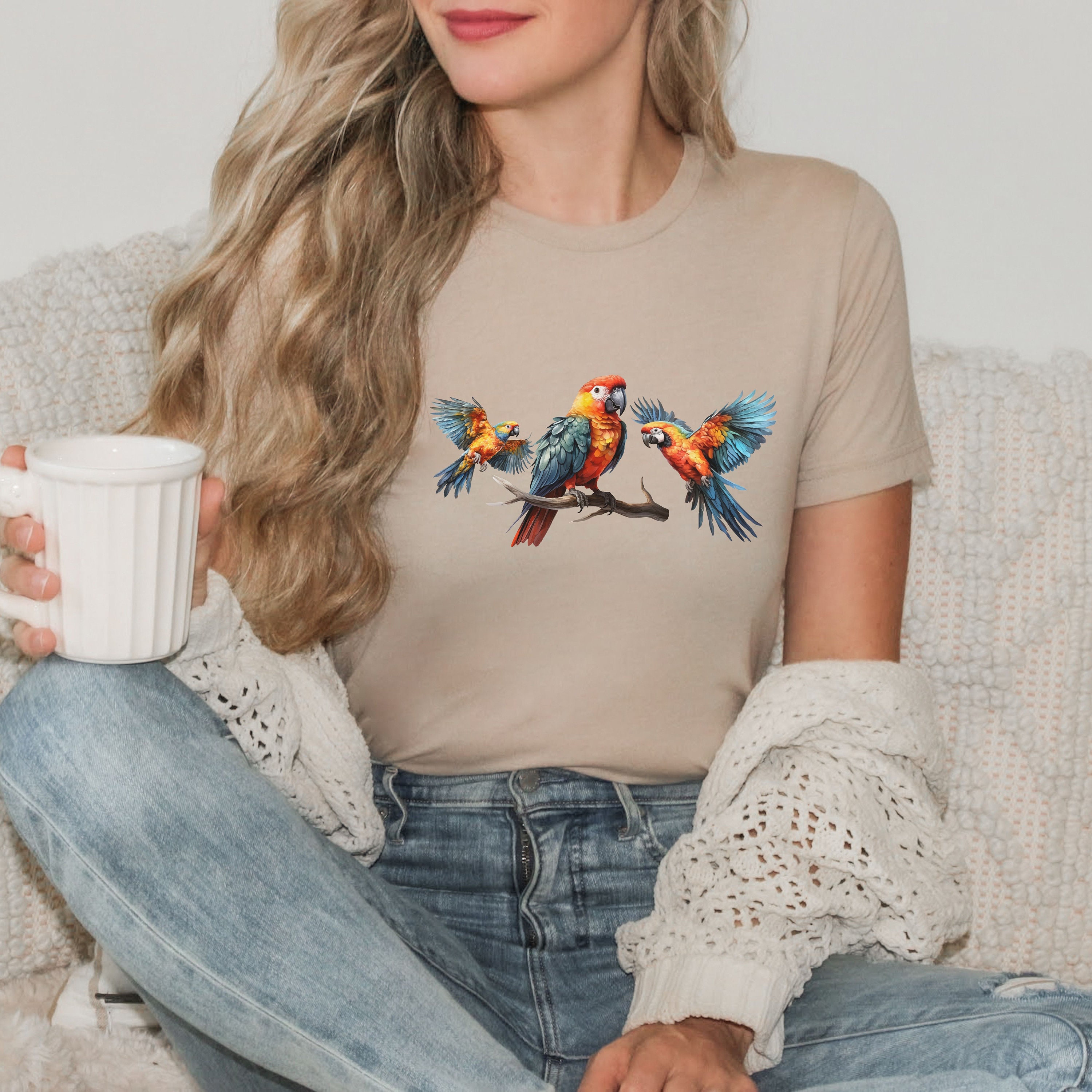 Parrot Bird T-shirt, Tropical Bird Top, Shirt for Parrott Lover, Womens ...