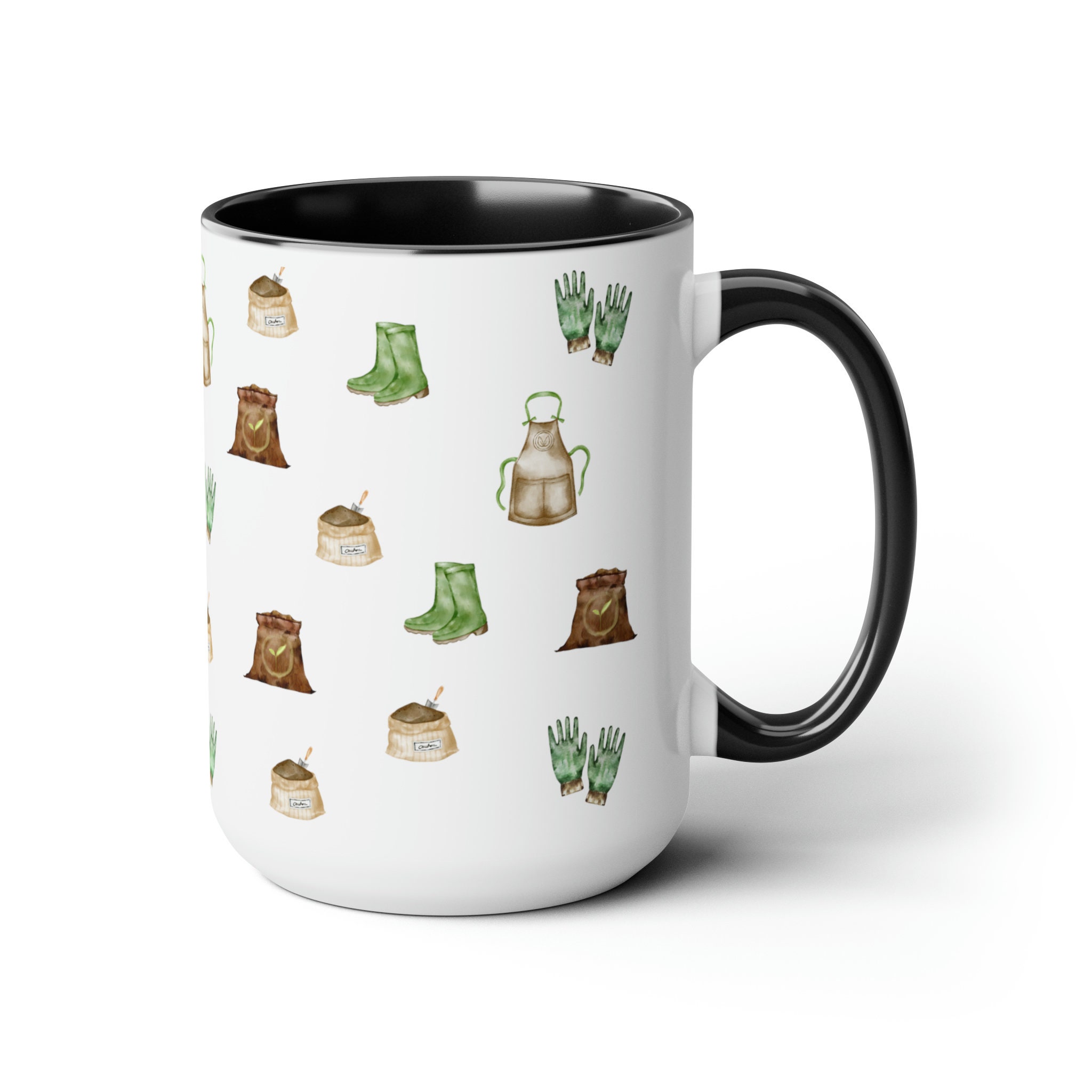 Large Gardener Mug, Garden Supply Pattern Dinnerware Gift for Gardener ...